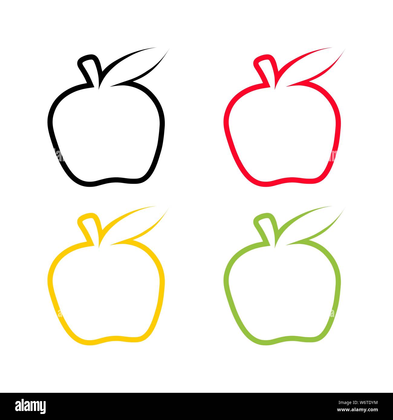 collection simple fruit flat icon. set contour apple illustration ...