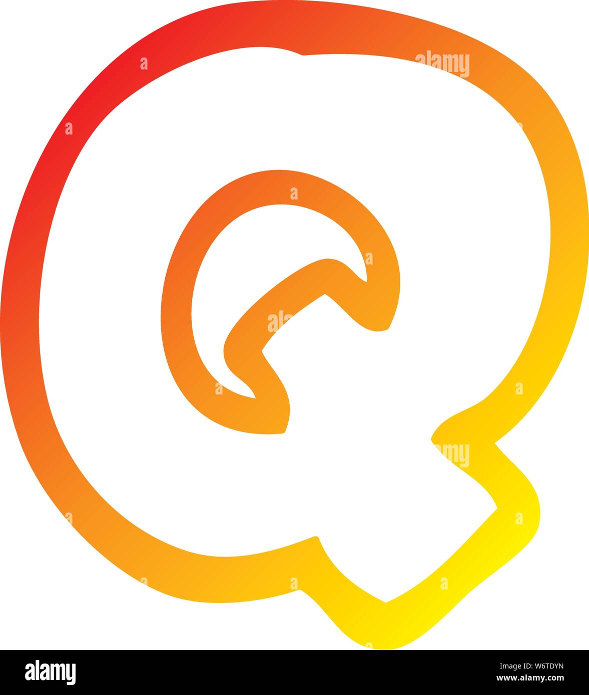 warm gradient line drawing of a cartoon letter q Stock Vector Image ...