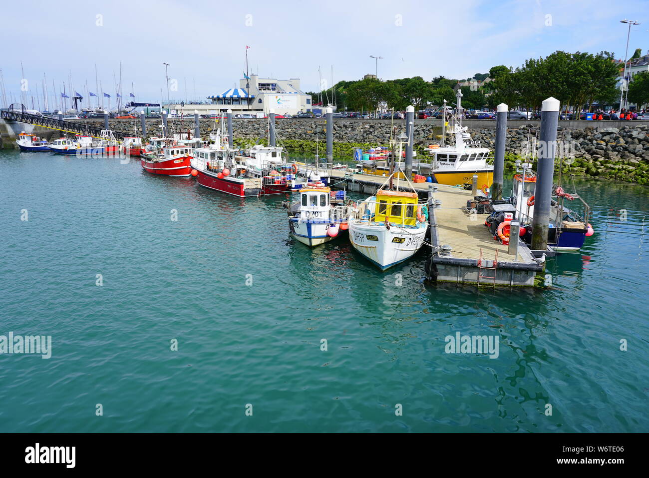 HOWTH, IRELAND- 27 JUL 2019- Fishing boats in Howth, a fishing village ...