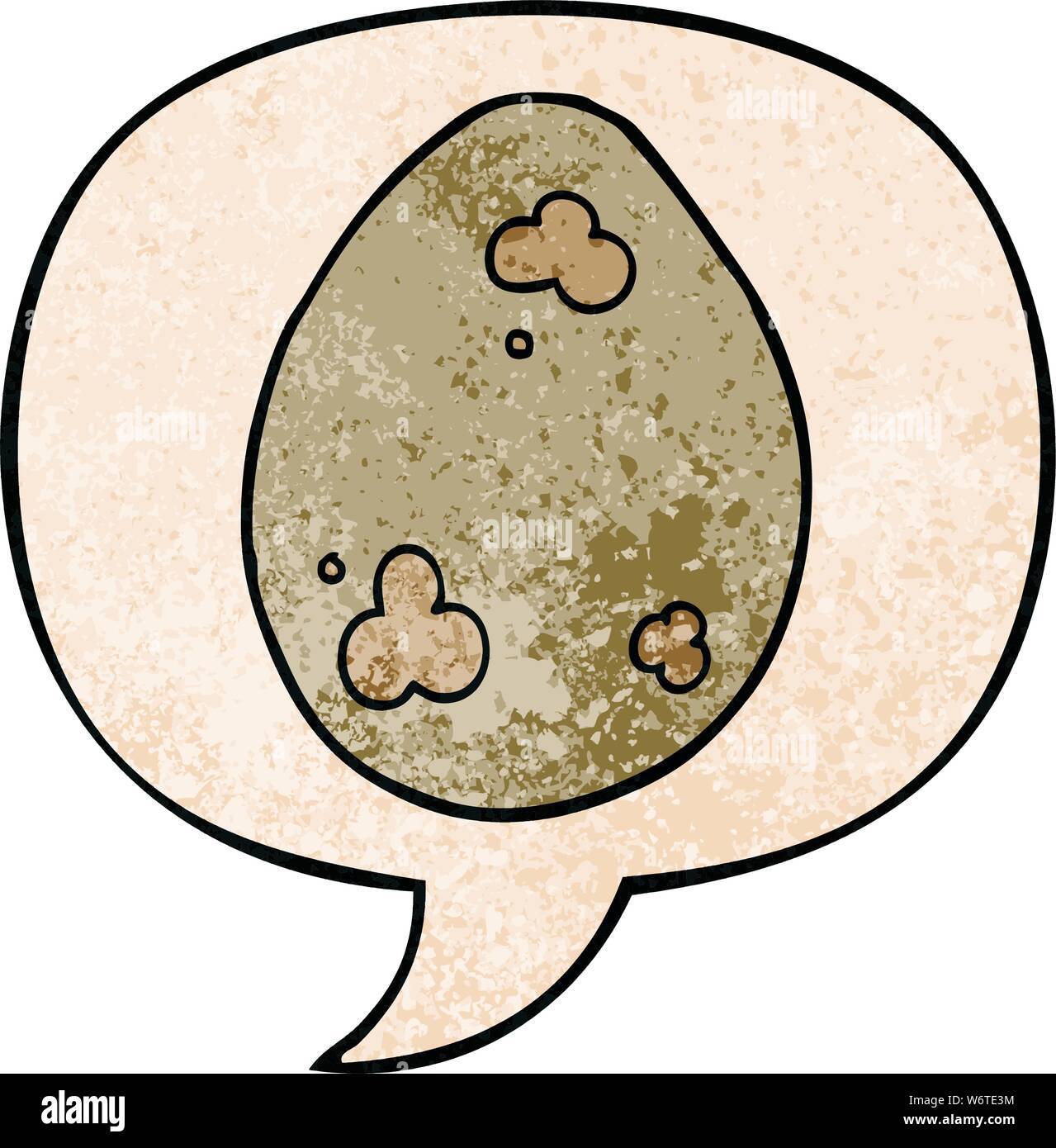 cartoon egg with speech bubble in retro texture style Stock Vector ...