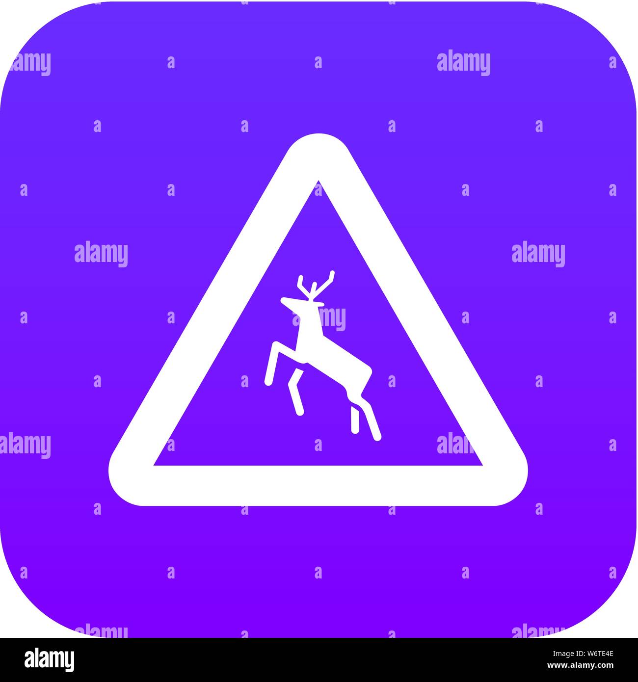 Deer traffic warning sign icon digital purple Stock Vector Image & Art ...