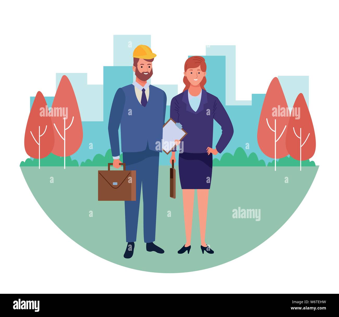 Professionals workers couple smiling cartoons Stock Vector Image & Art ...