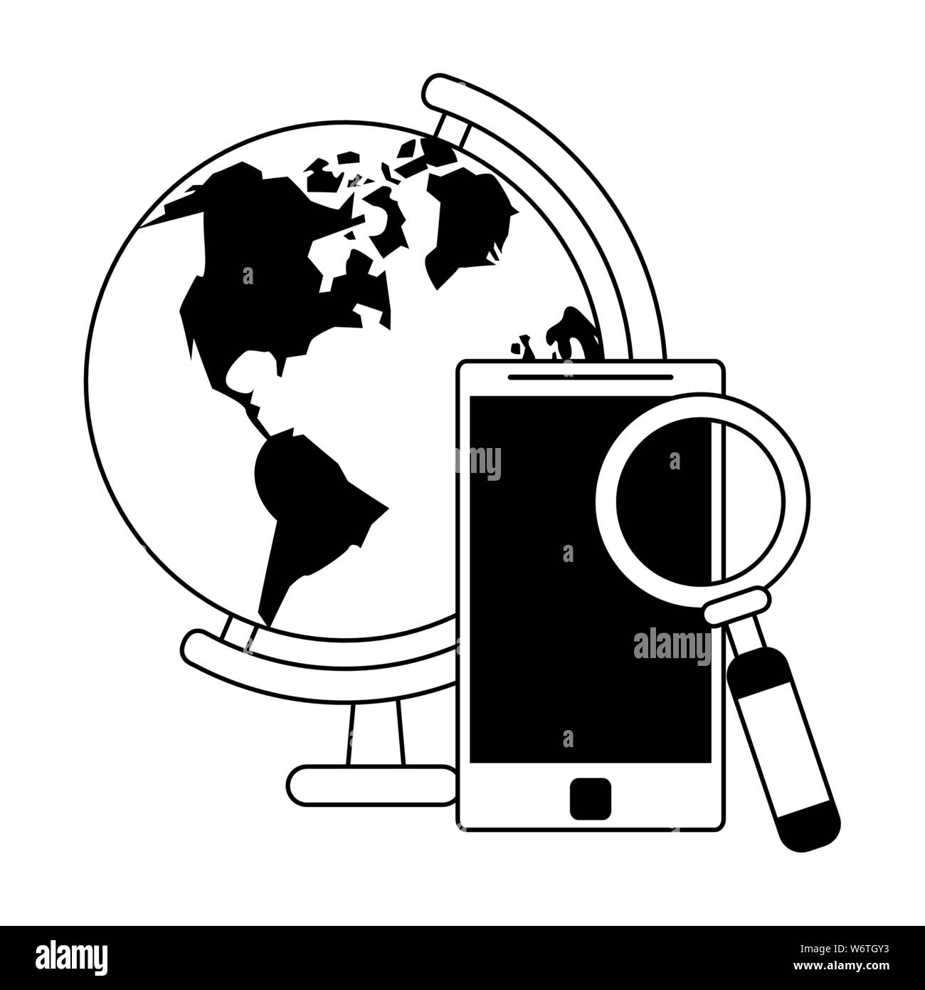 technology digital modern hardware cartoon in black and white Stock ...