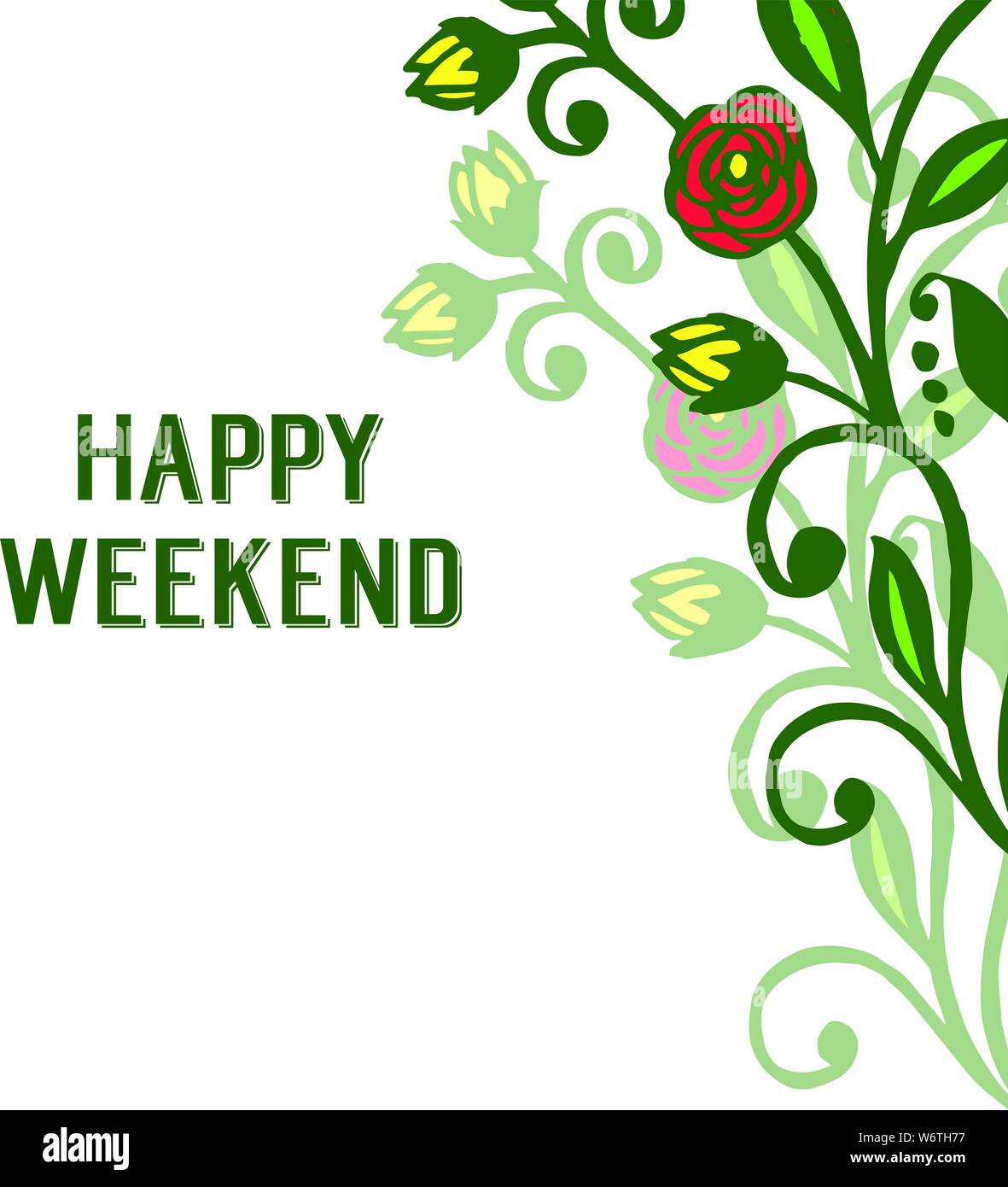 Retro style on white background, letter happy weekend, with abstract ...