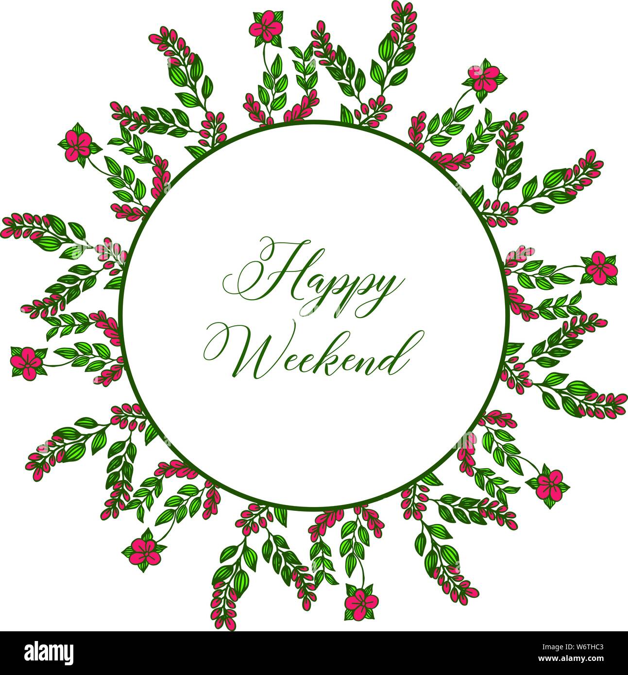 Design banner, poster, various of card happy weekend, with plants of ...
