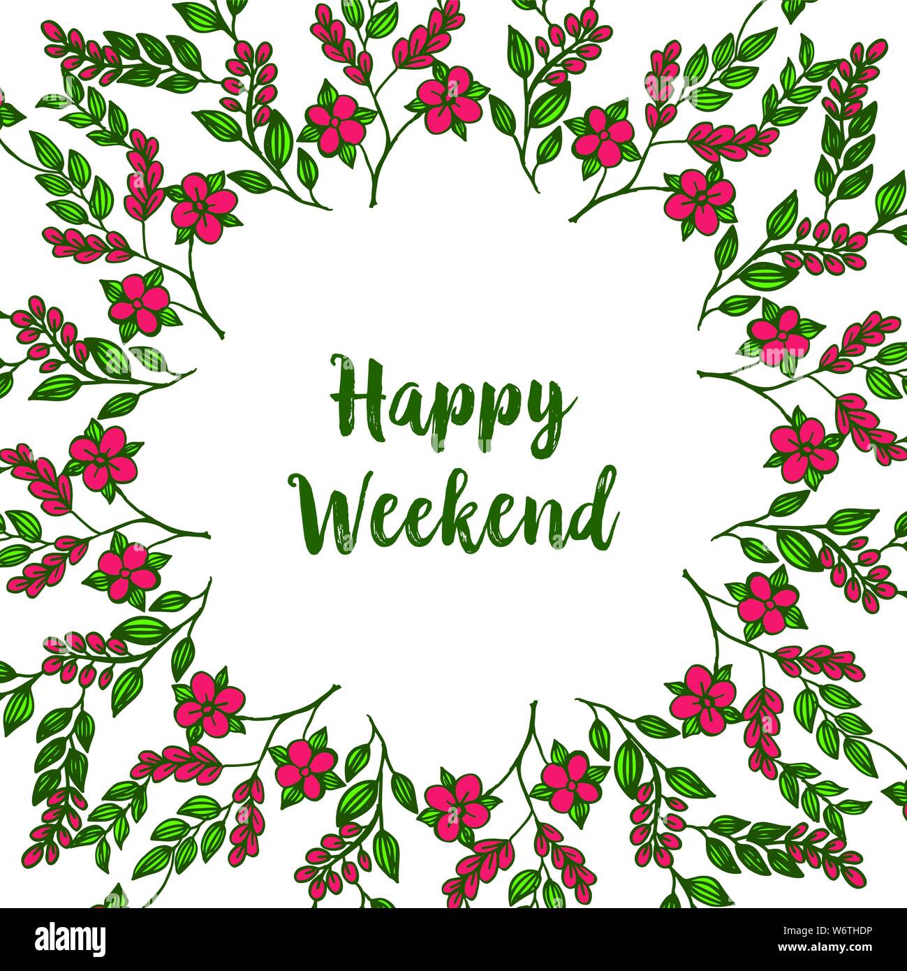 Design banner, poster, various of card happy weekend, with plants of ...