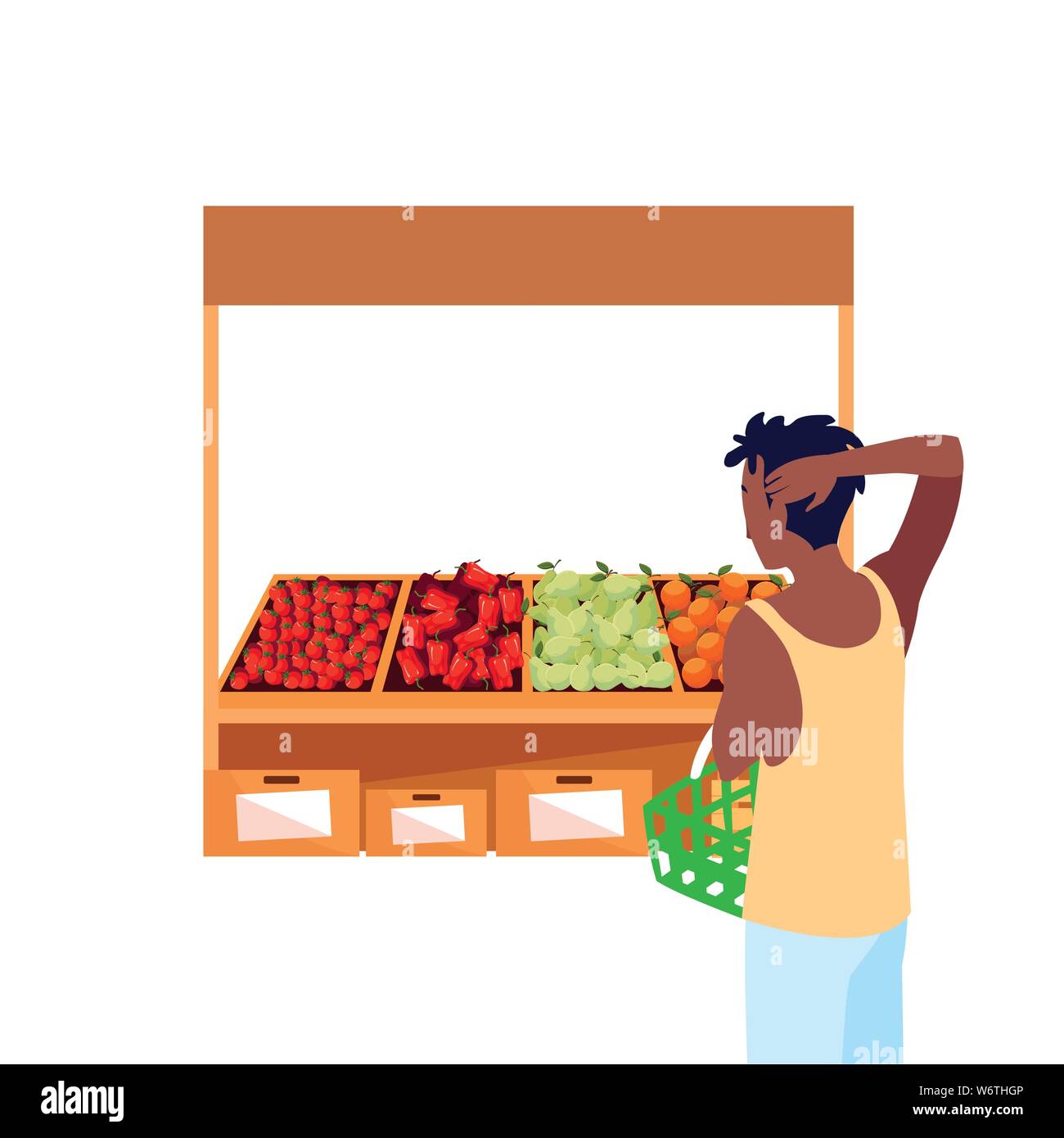 customer man farm products stand vector illustration Stock Vector Image ...