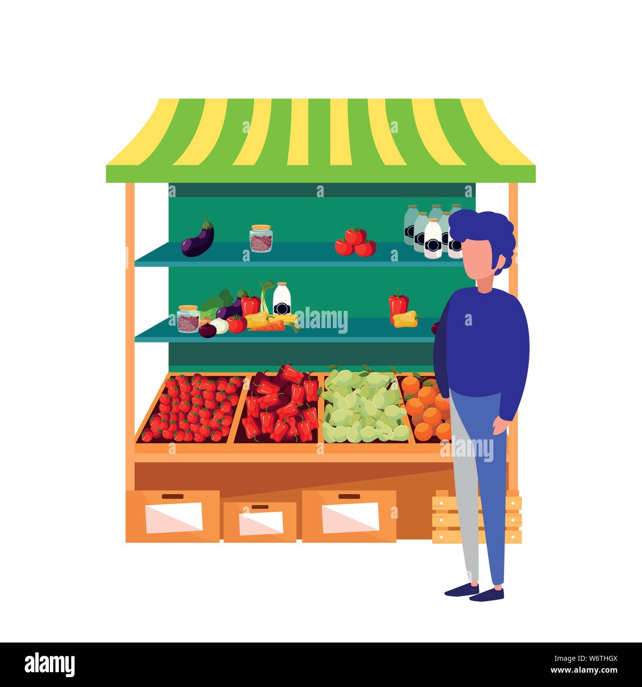 man customer standing market exterior vector illustration Stock Vector ...