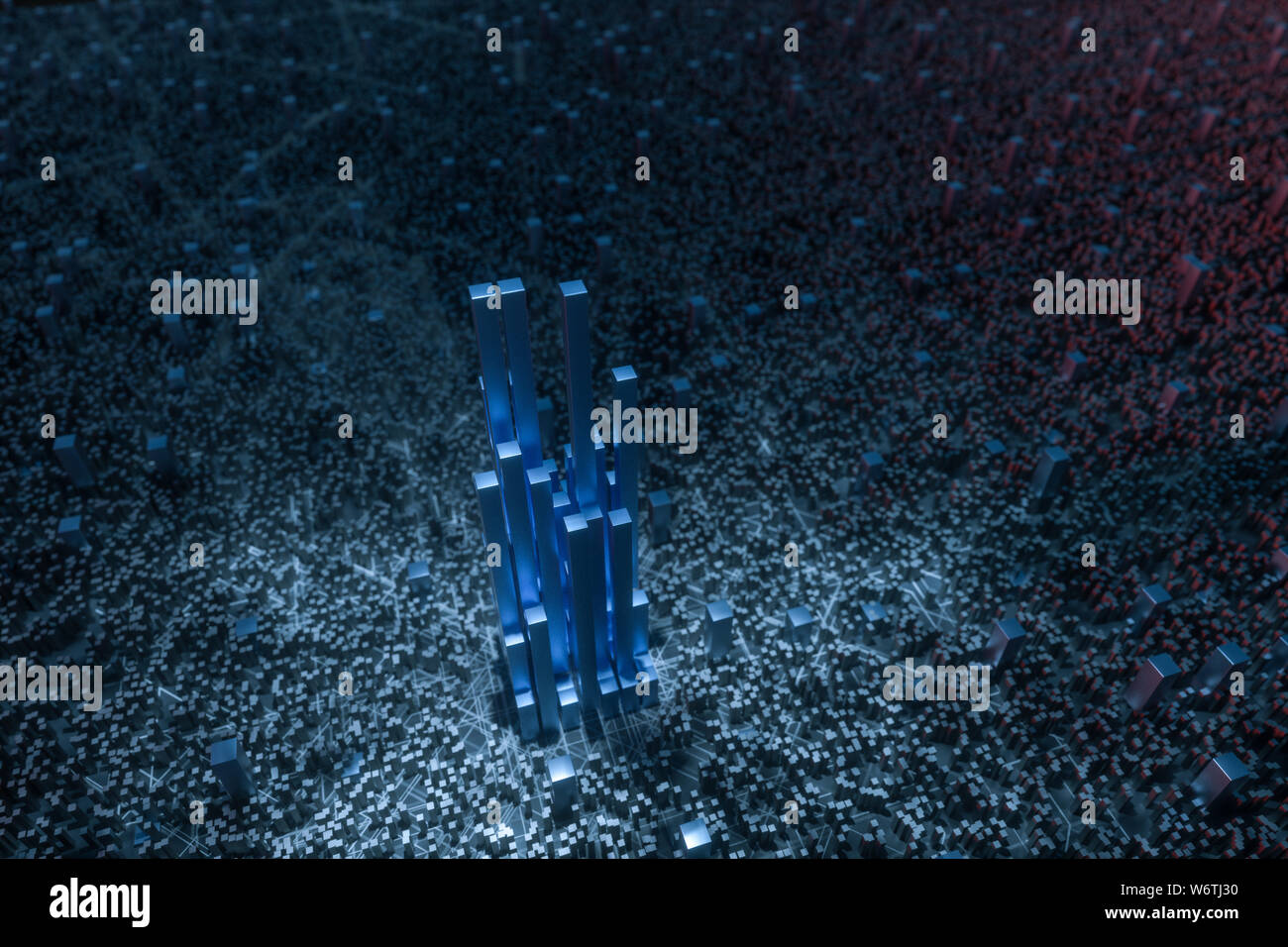 Dark technological lines background with cubes and lines, 3d rendering ...