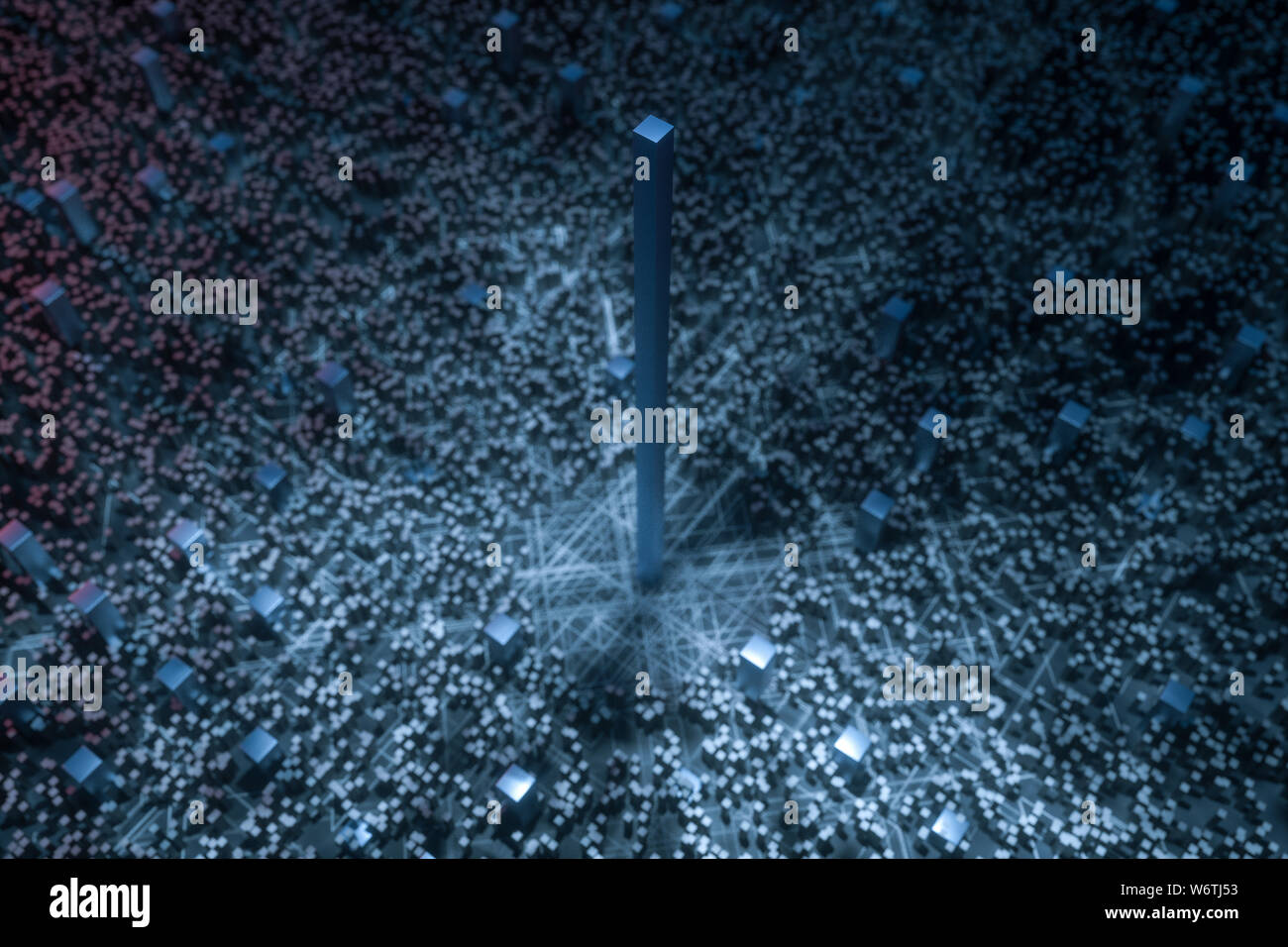 Dark technological lines background with cubes and lines, 3d rendering ...