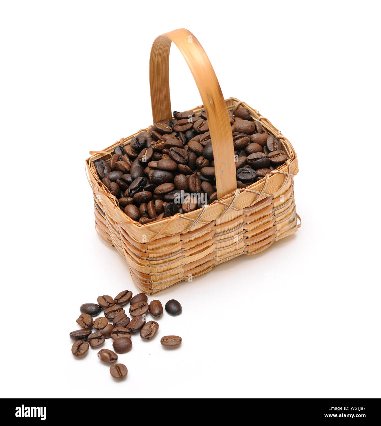 coffee beans and bamboo bucket on white Stock Photo - Alamy