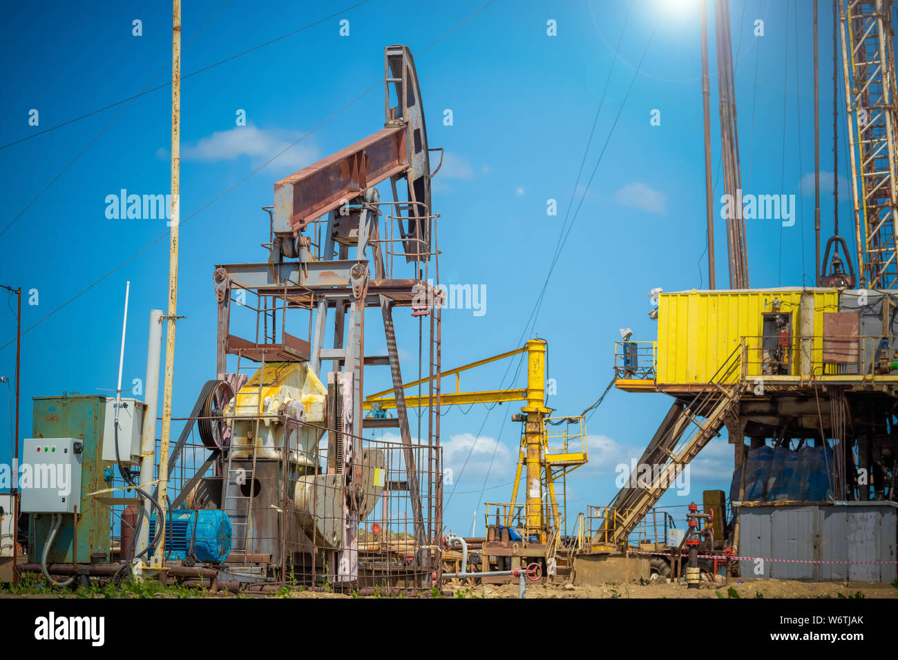 Oil pumpjack, industrial equipment. Rocking machines for power ...