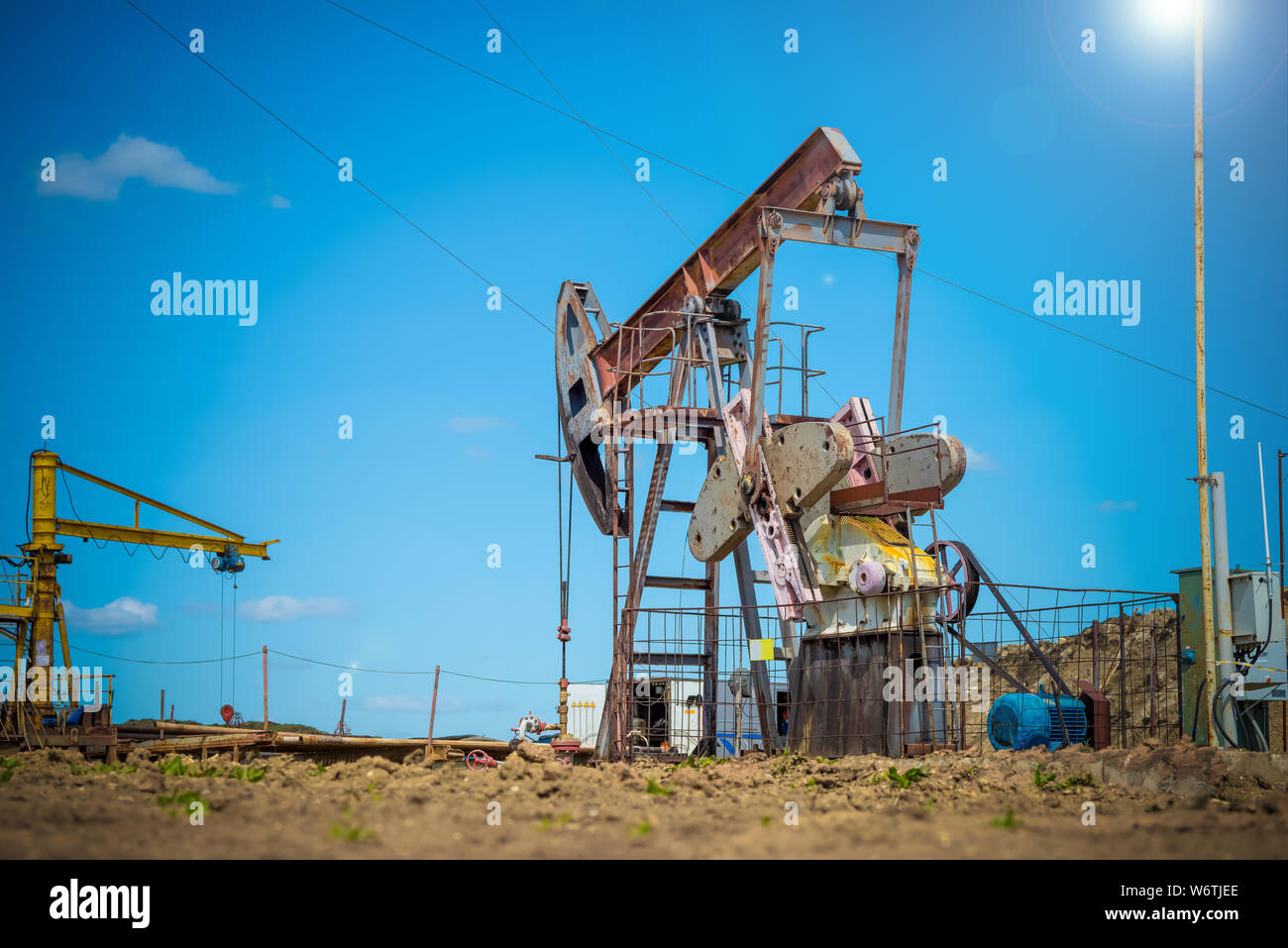 Oil pumpjack, industrial equipment. Rocking machines for power ...