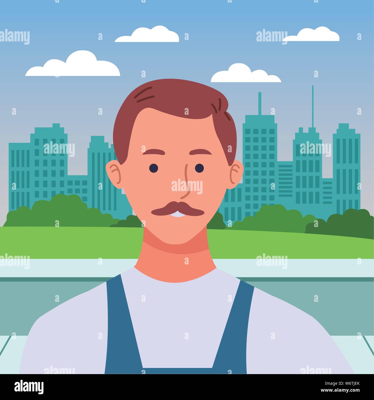 Plumber with mustache worker profile cartoon Stock Vector Image & Art ...