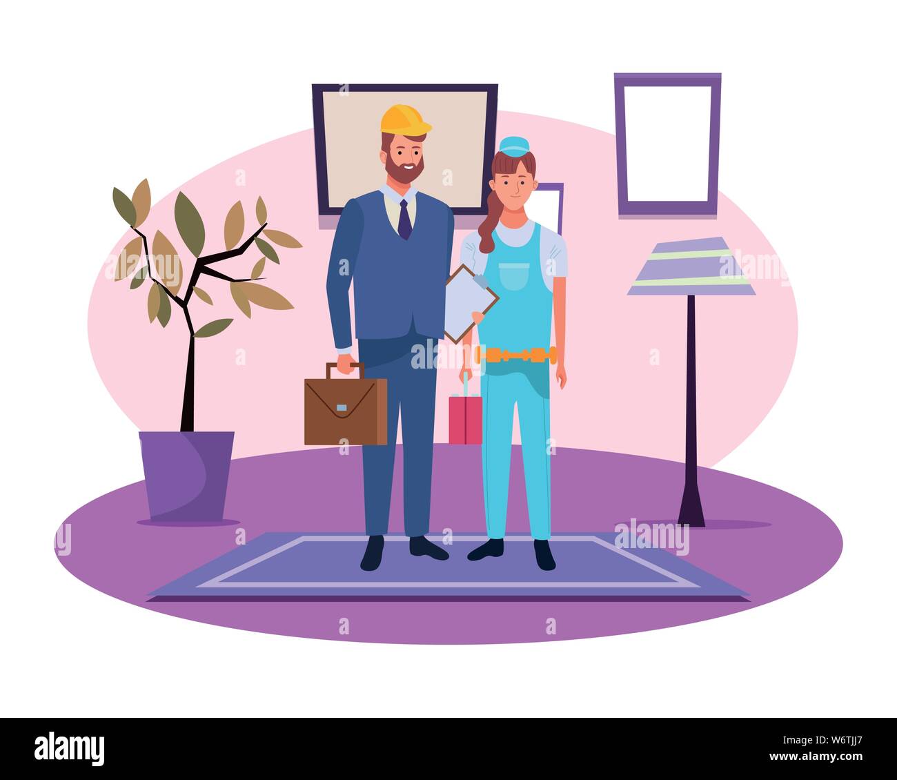 Professionals workers couple smiling cartoons Stock Vector Image & Art ...