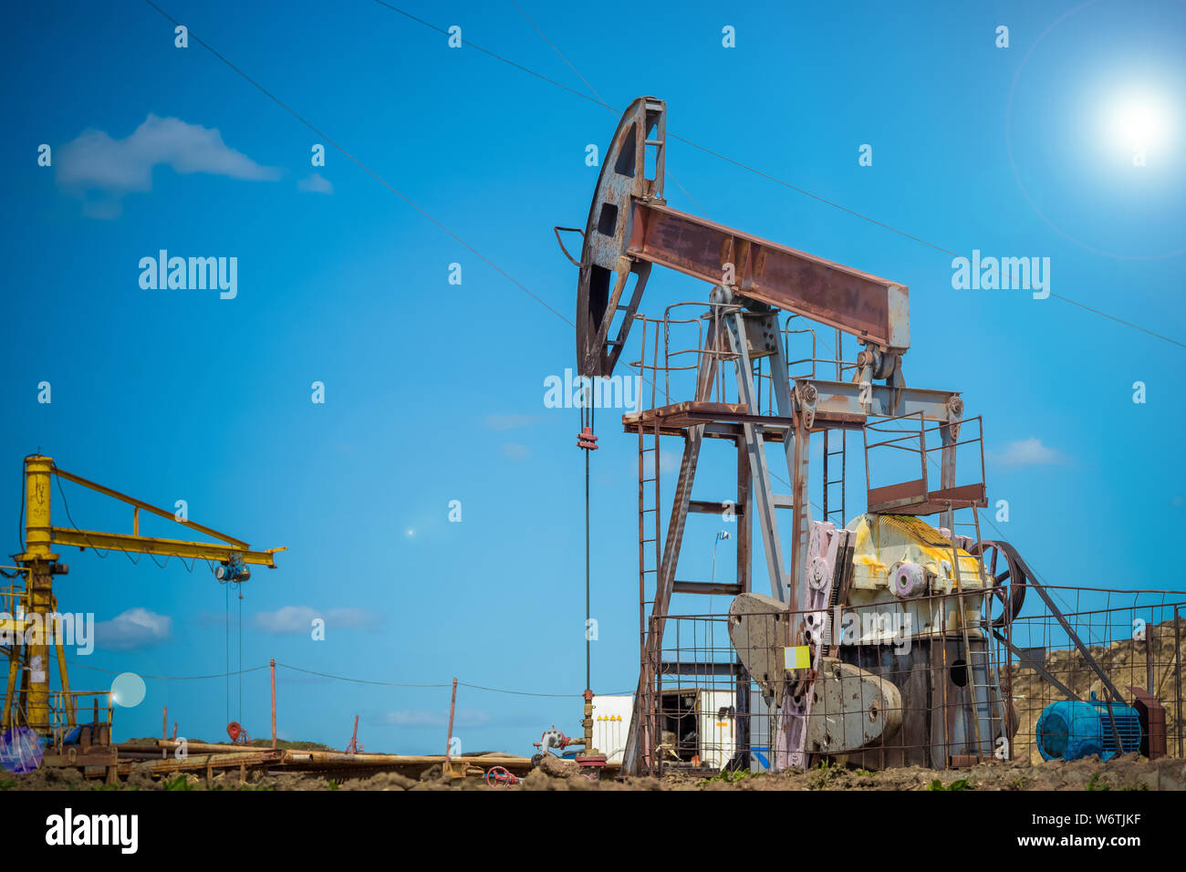 Oil pumpjack, industrial equipment. Rocking machines for power ...