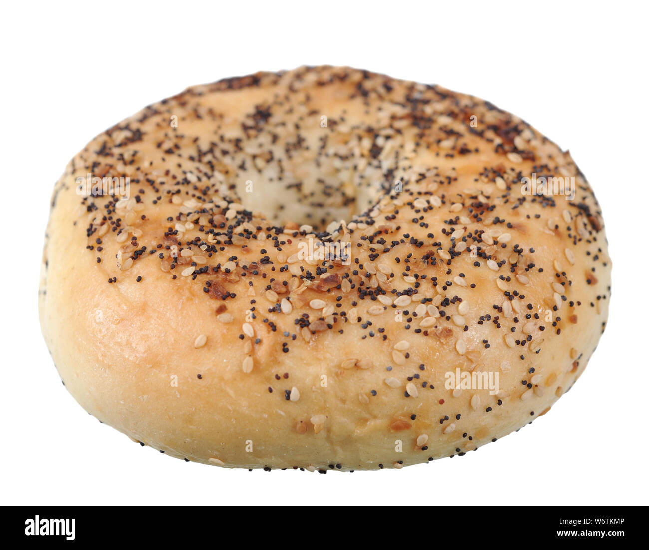 single sesame bagel isolated on white background Stock Photo - Alamy
