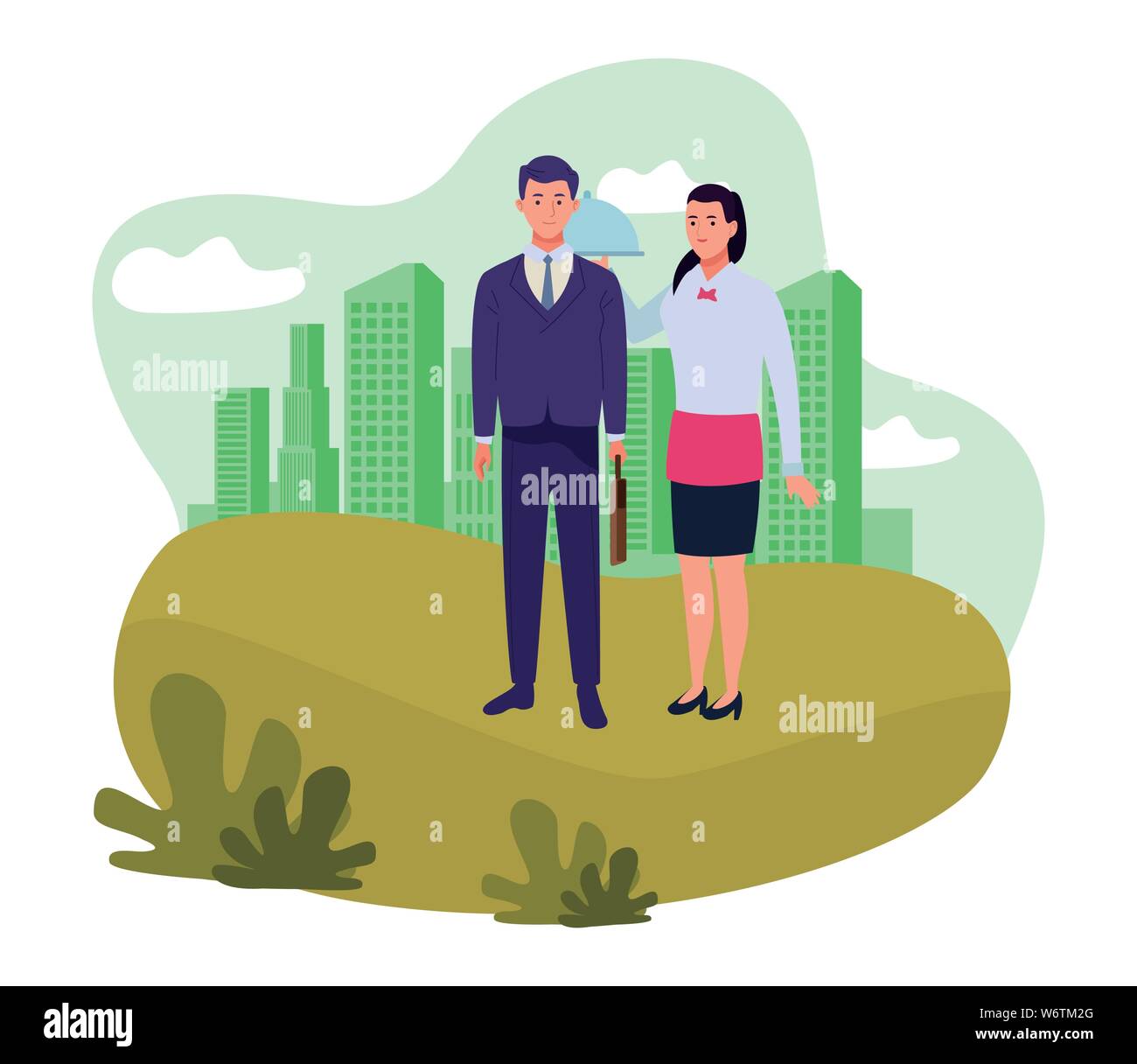 Professionals workers couple smiling cartoons Stock Vector Image & Art ...