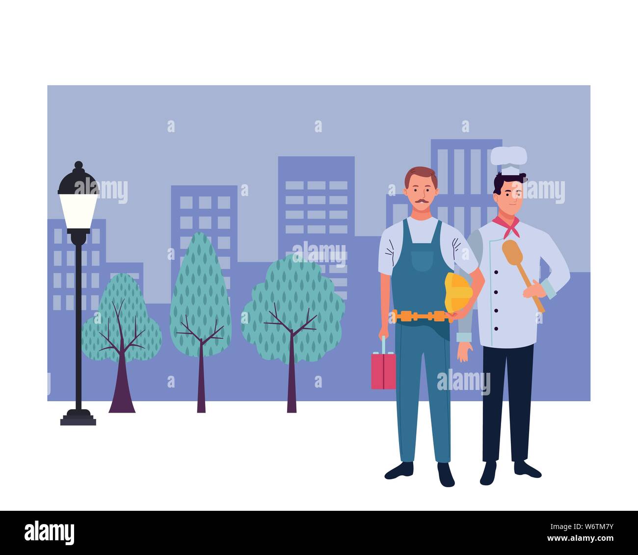 Professionals workers couple smiling cartoons Stock Vector Image & Art ...