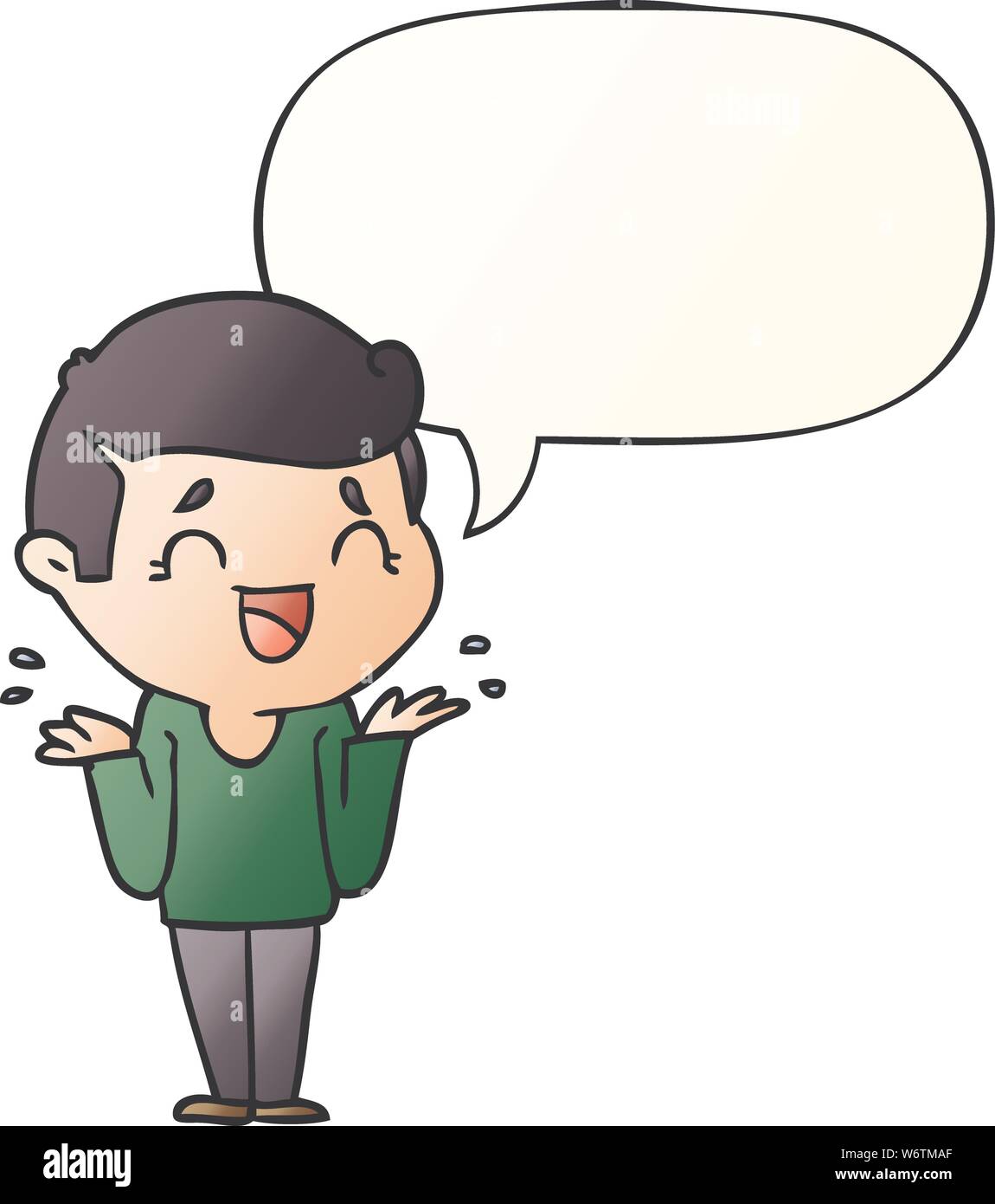 cartoon laughing confused man with speech bubble in smooth gradient ...