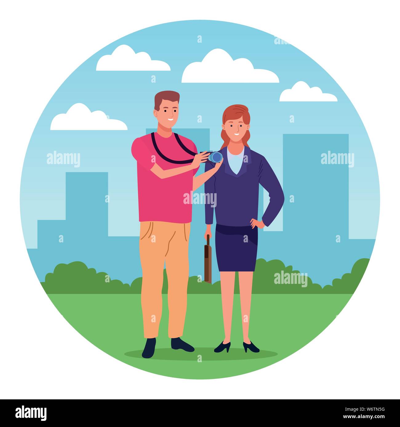 Professionals workers couple smiling cartoons Stock Vector Image & Art ...