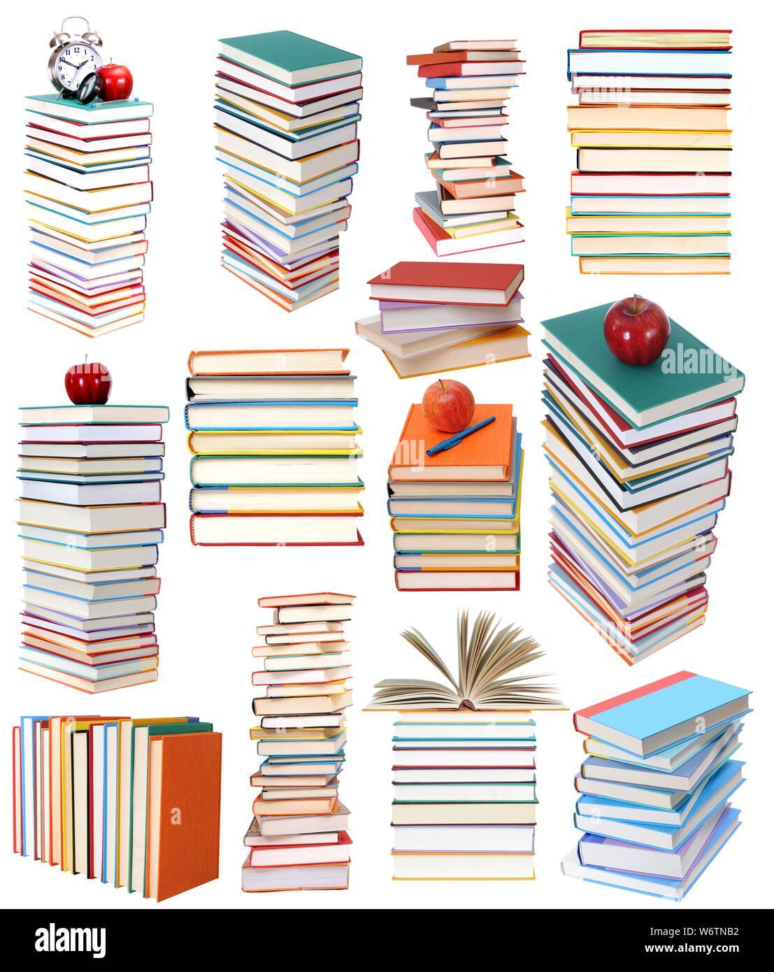 a pile of colorful books isolated on white background Stock Photo - Alamy