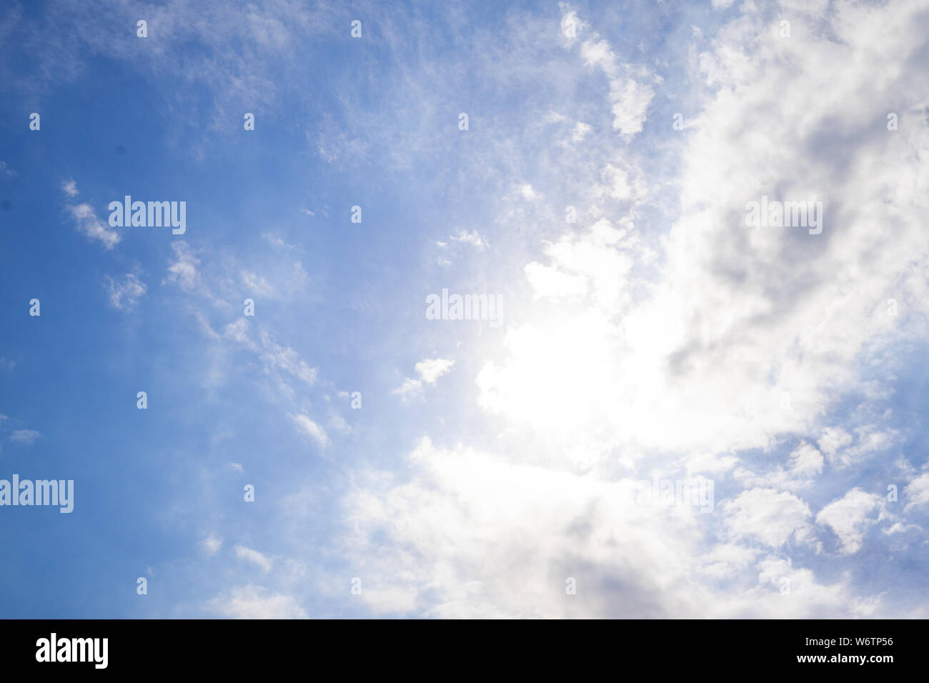 clear blue sky with plain white cloud with space for text background ...