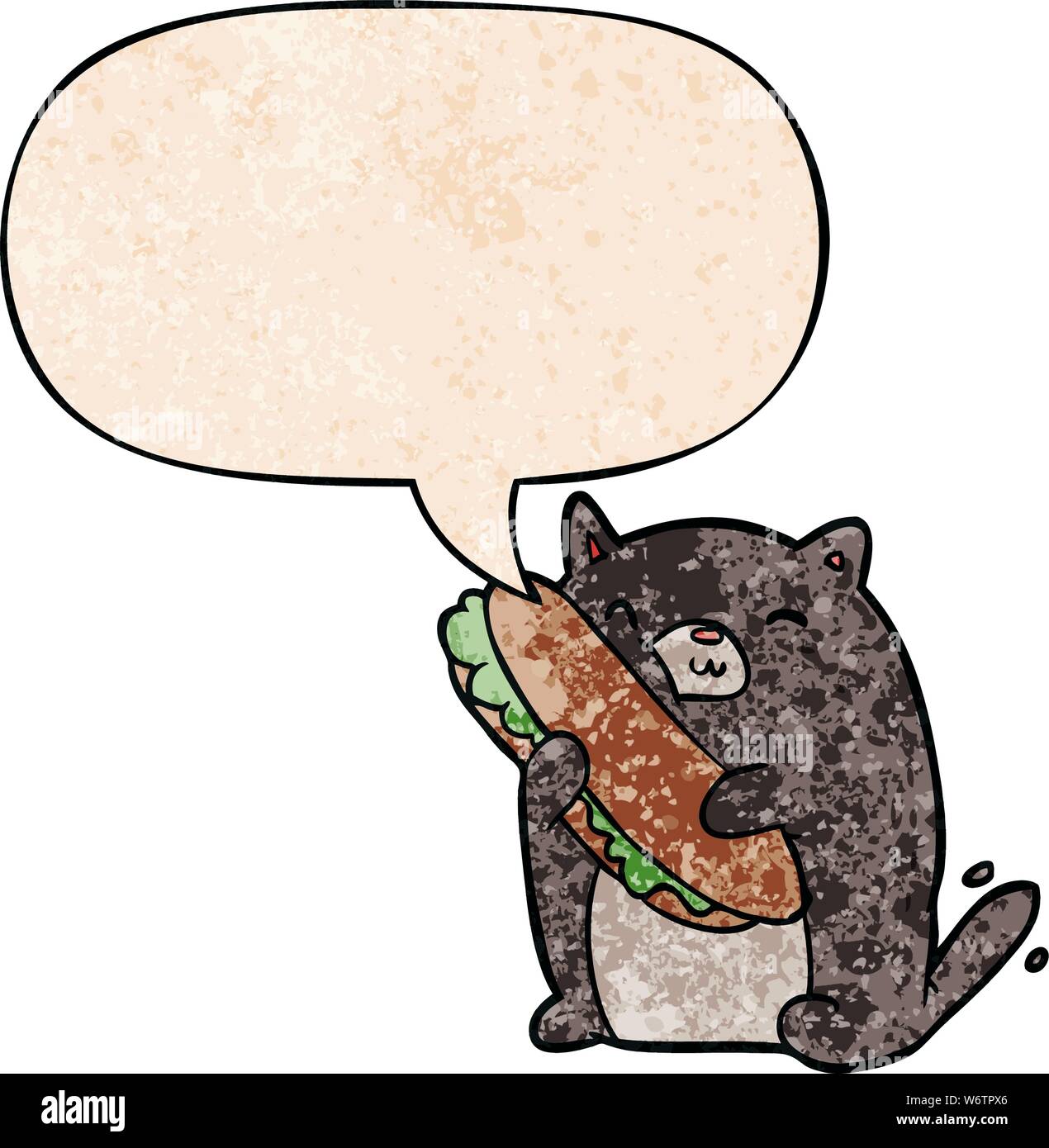 cartoon cat loving the amazing sandwich he's just made for lunch with ...