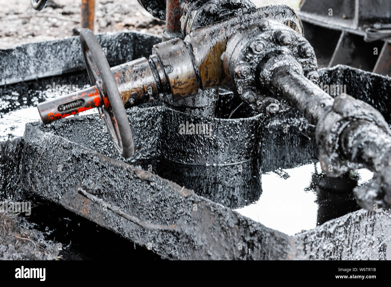 crude oil contaminate to environment. Pollution with oil products Stock ...