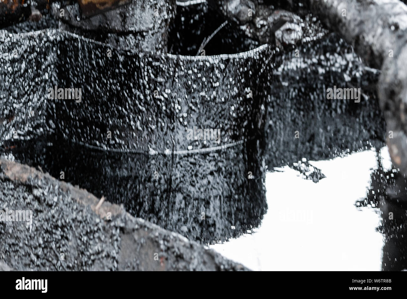 crude oil contaminate to environment. Pollution with oil products Stock ...