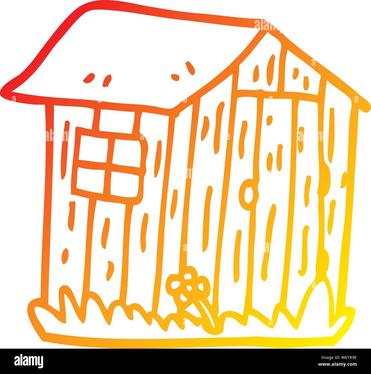 warm gradient line drawing of a cartoon wood shed Stock Vector Image ...