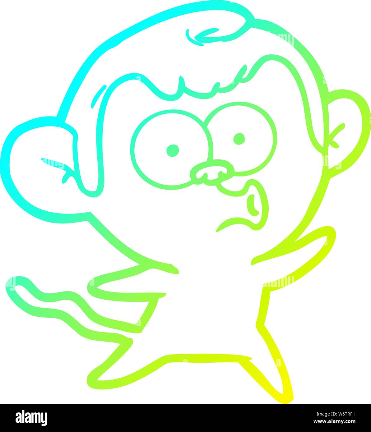 cold gradient line drawing of a cartoon surprised monkey Stock Vector ...