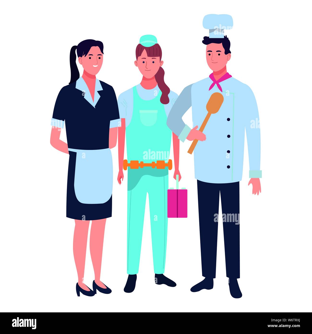 Professionals workers characters smiling cartoons Stock Vector Image ...