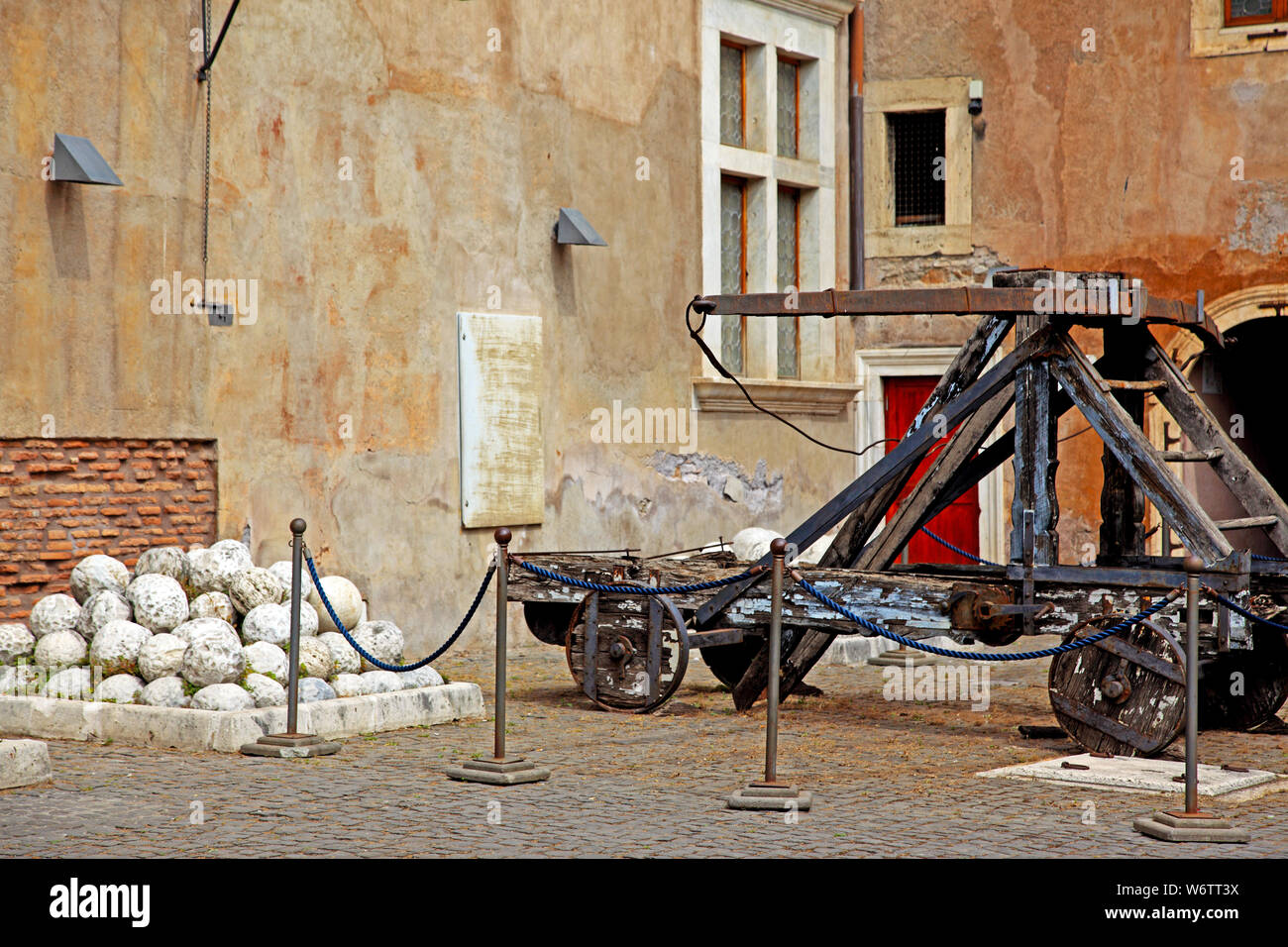 Defensive weapon in the courtyard of Castel Sant'Angelo in the Vatican ...