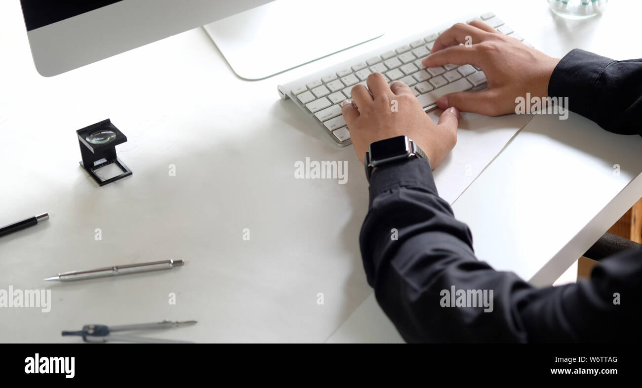 Professional architect typing keyboard in hi-res stock photography and ...