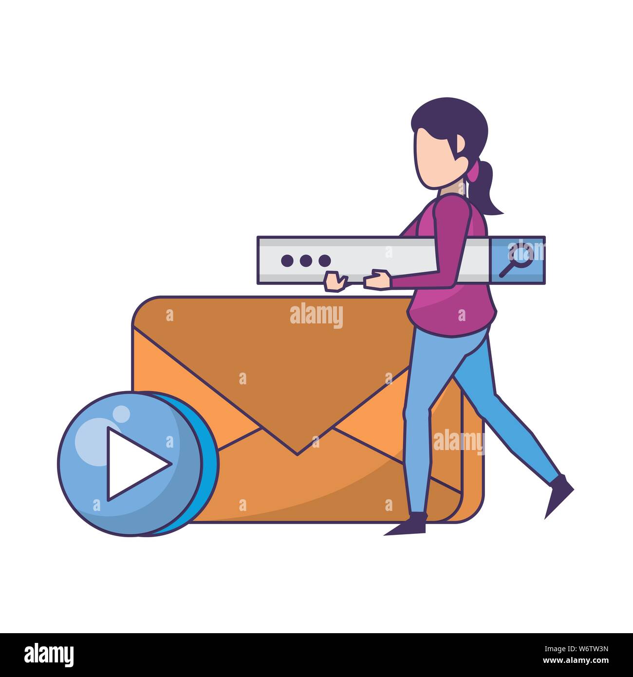 email message digital card cartoon Stock Vector Image & Art - Alamy