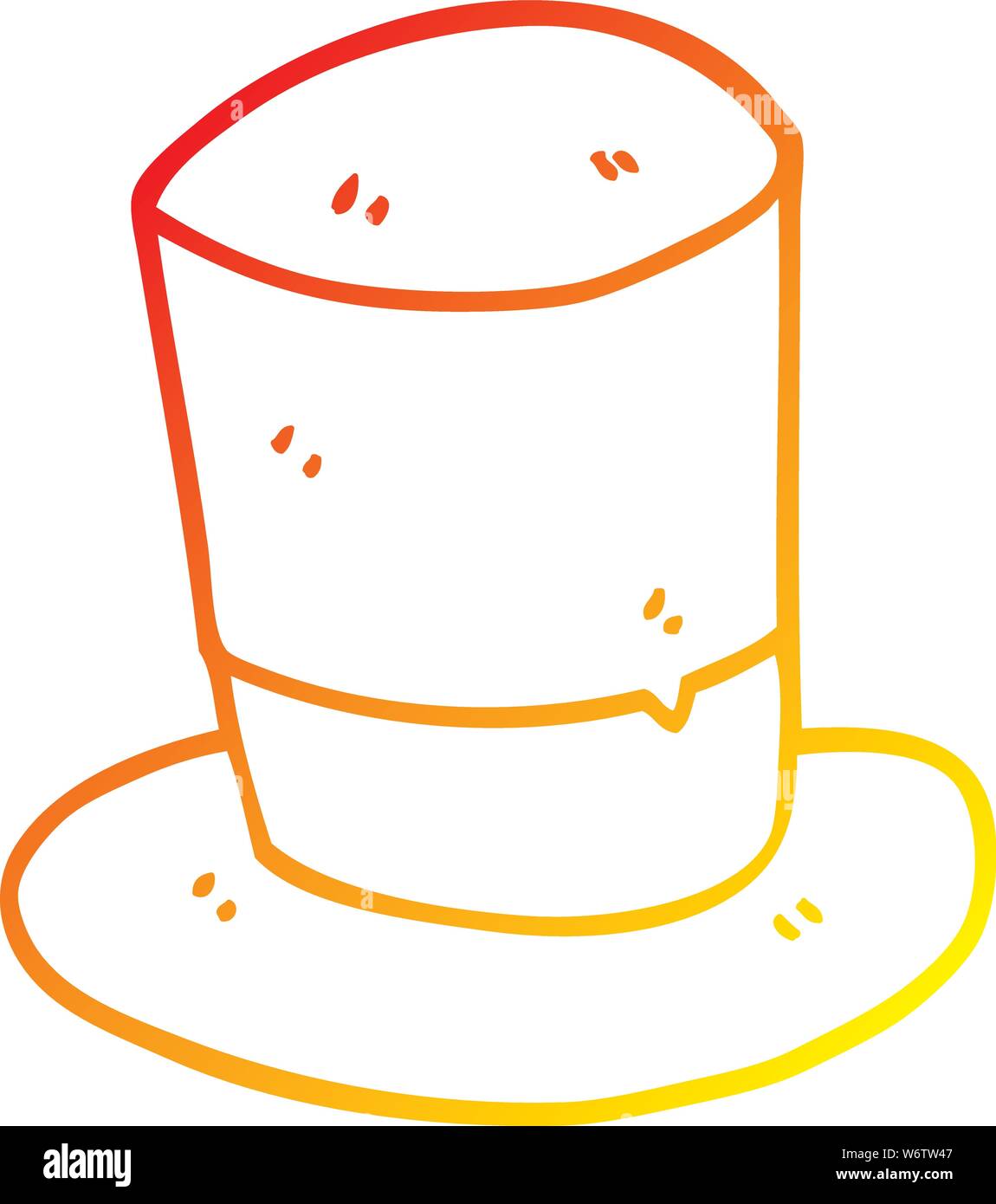 warm gradient line drawing of a cartoon top hat Stock Vector Image ...