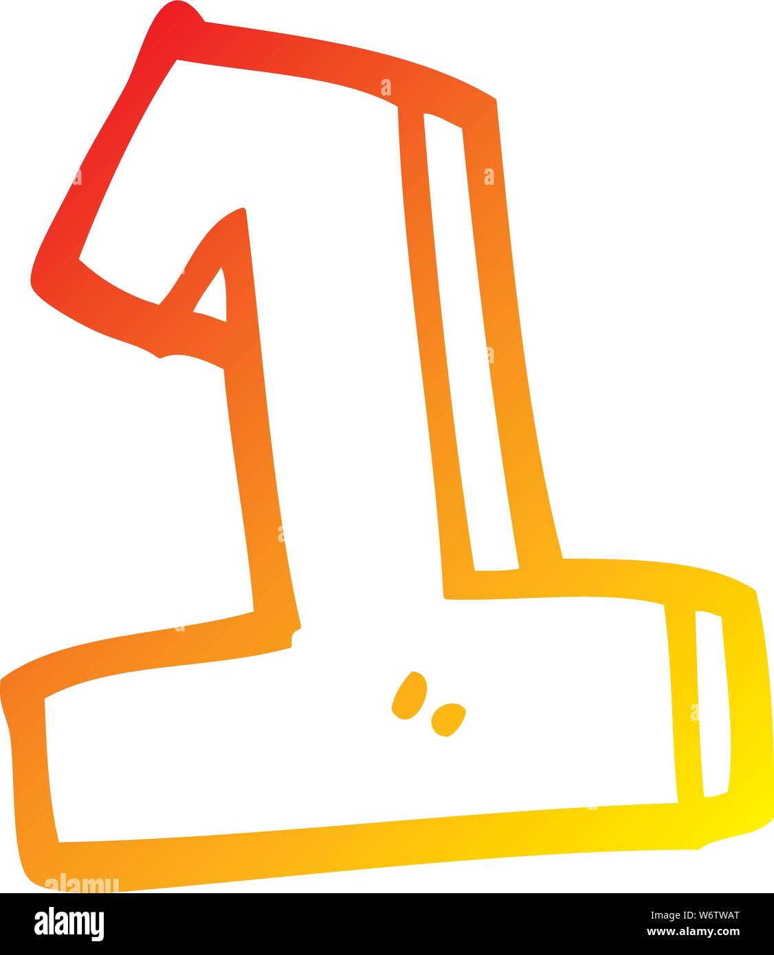 warm gradient line drawing of a cartoon number 1 Stock Vector Image ...