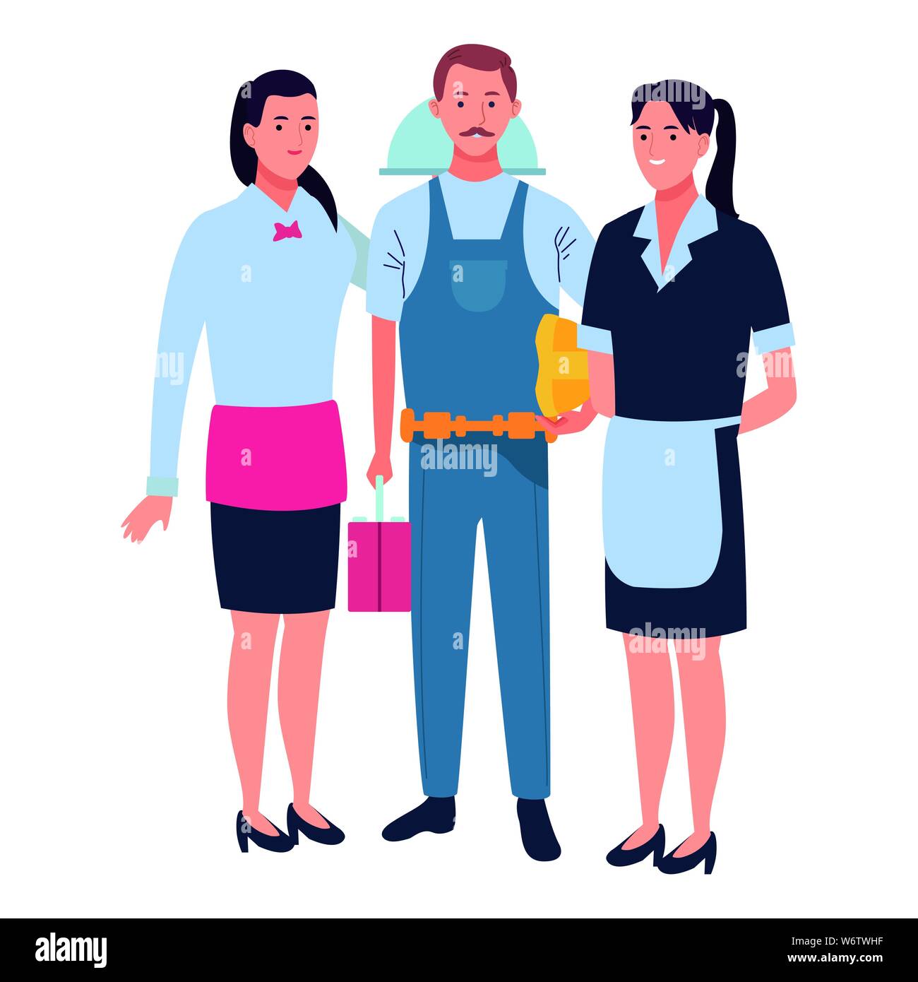 Professionals workers characters smiling cartoons Stock Vector Image ...