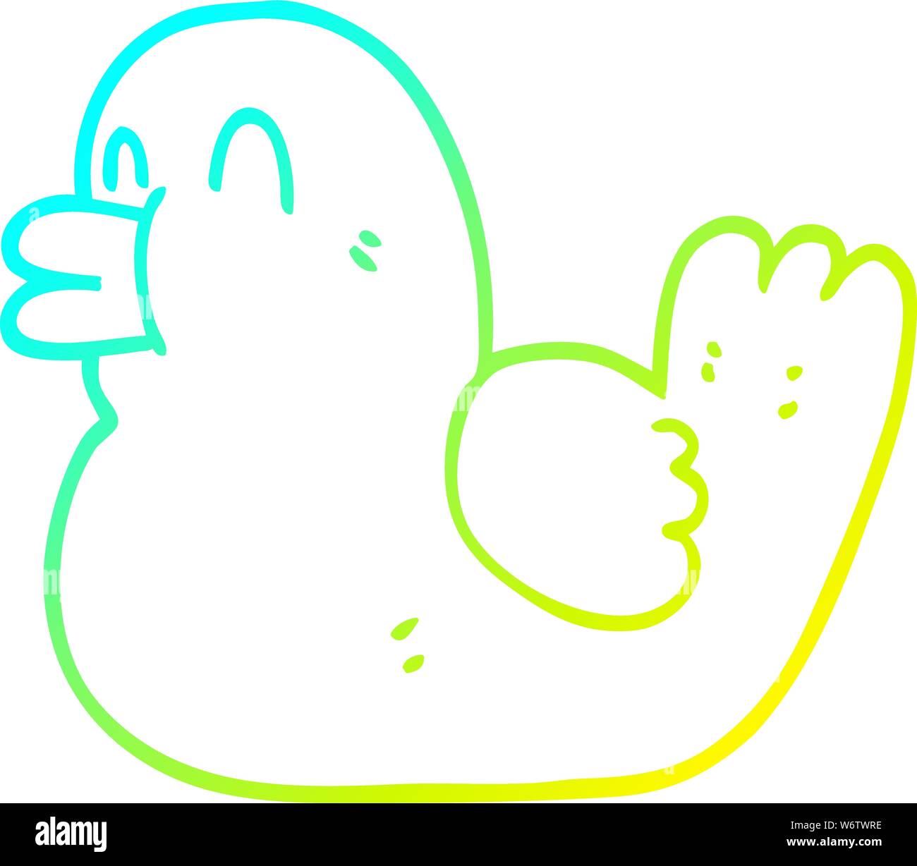 cold gradient line drawing of a cartoon rubber duck Stock Vector Image ...