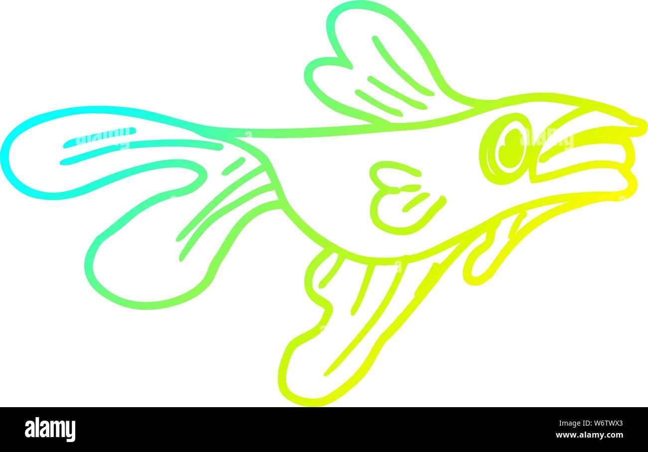 cold gradient line drawing of a cartoon fighting fish Stock Vector ...