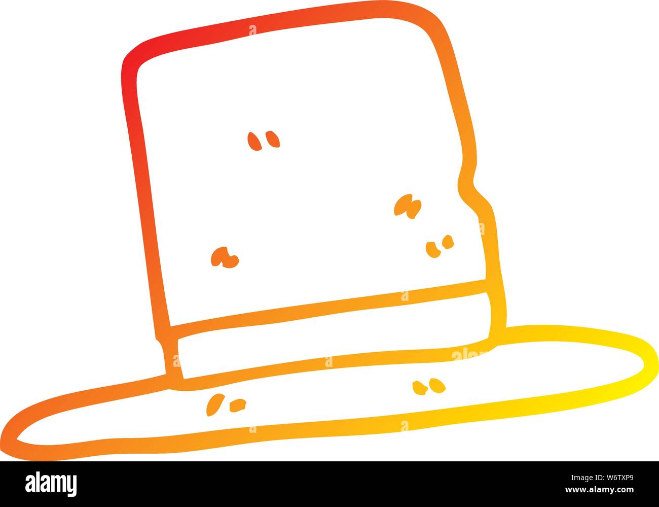 warm gradient line drawing of a cartoon top hat Stock Vector Image ...