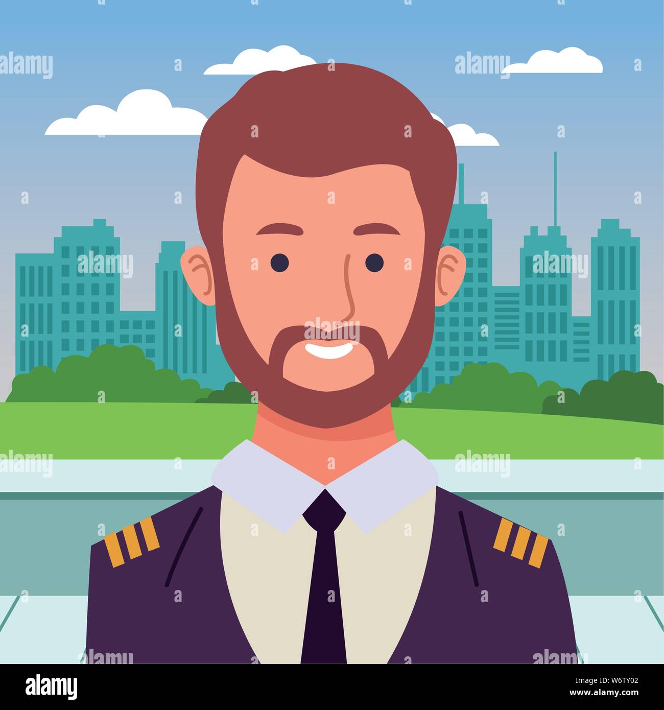 Airliner pilot smiling profile cartoon Stock Vector Image & Art - Alamy
