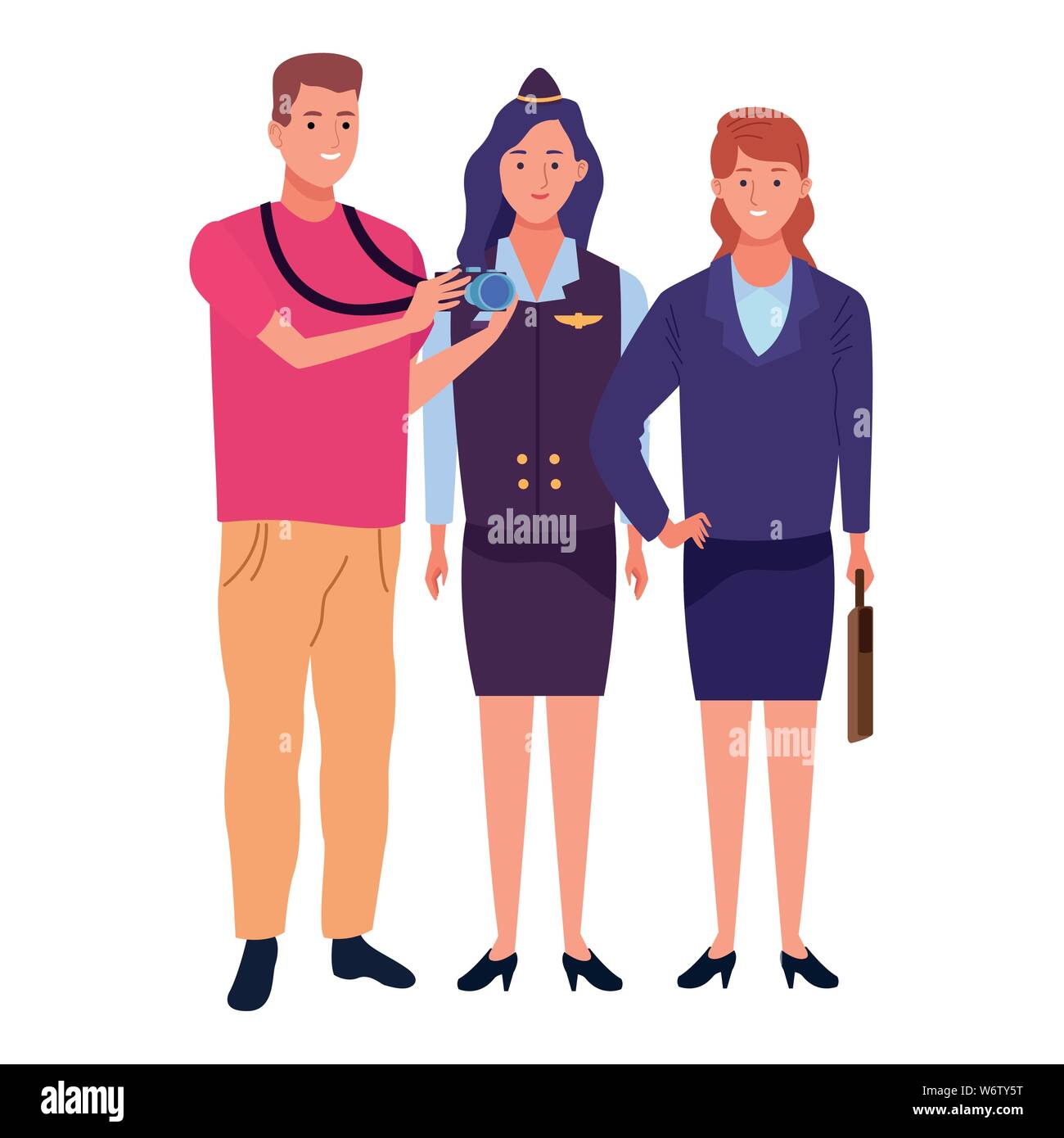 Professionals workers characters smiling cartoons Stock Vector Image ...