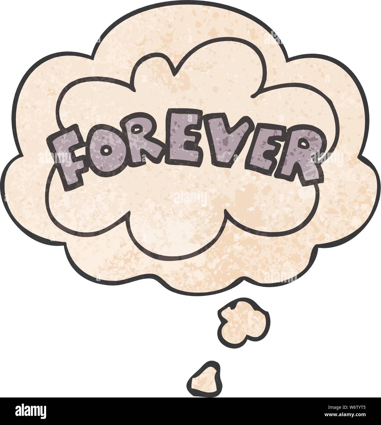 cartoon word Forever with thought bubble in grunge texture style Stock ...