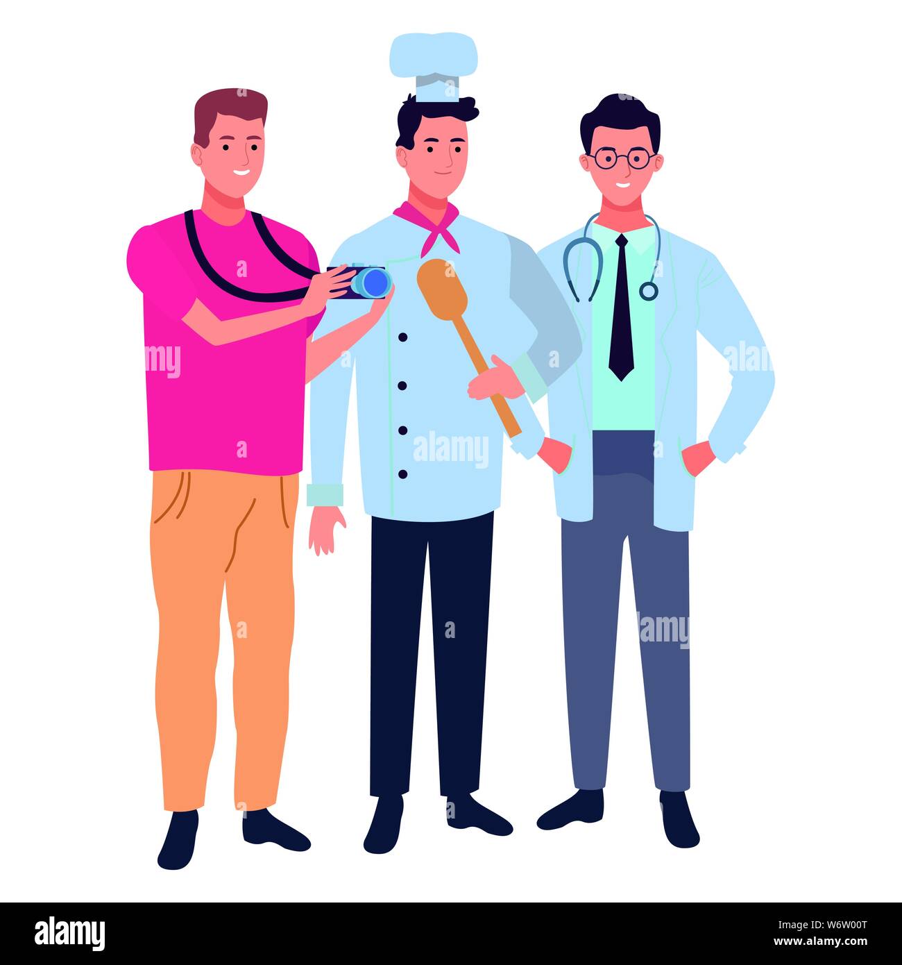 Professionals workers characters smiling cartoons Stock Vector Image ...