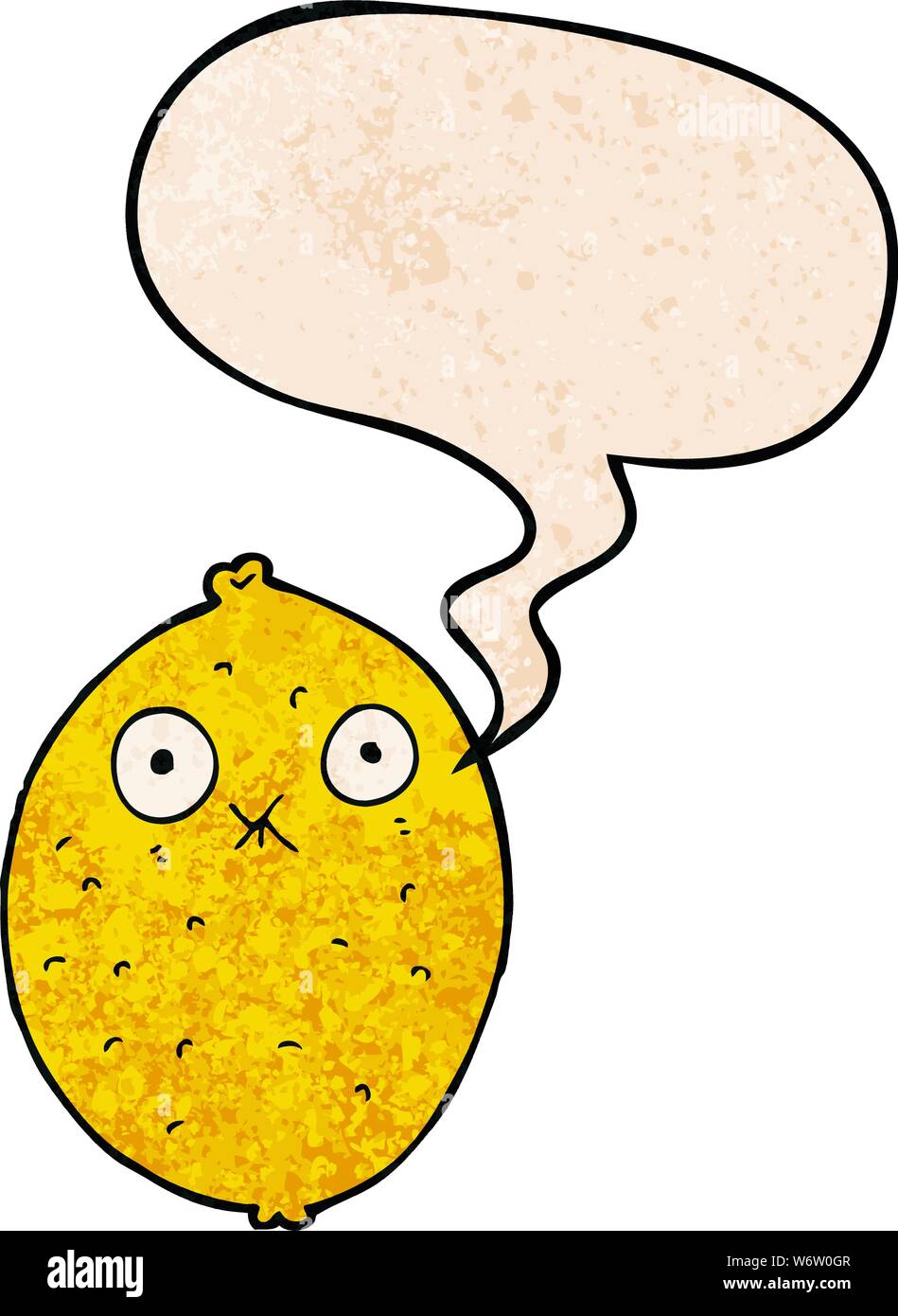 cartoon bitter lemon with speech bubble in retro texture style Stock ...