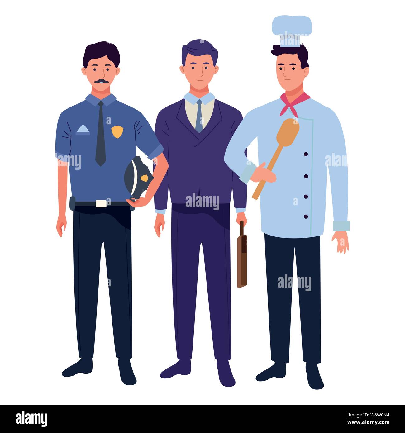 Professionals workers characters smiling cartoons Stock Vector Image ...