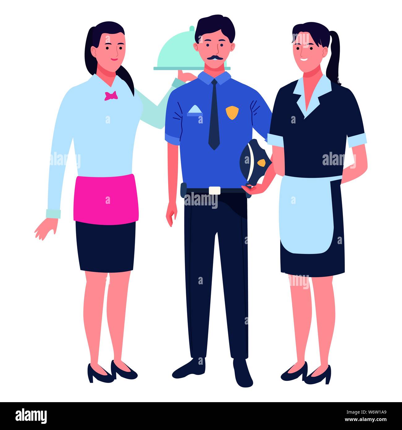 Professionals workers characters smiling cartoons Stock Vector Image ...