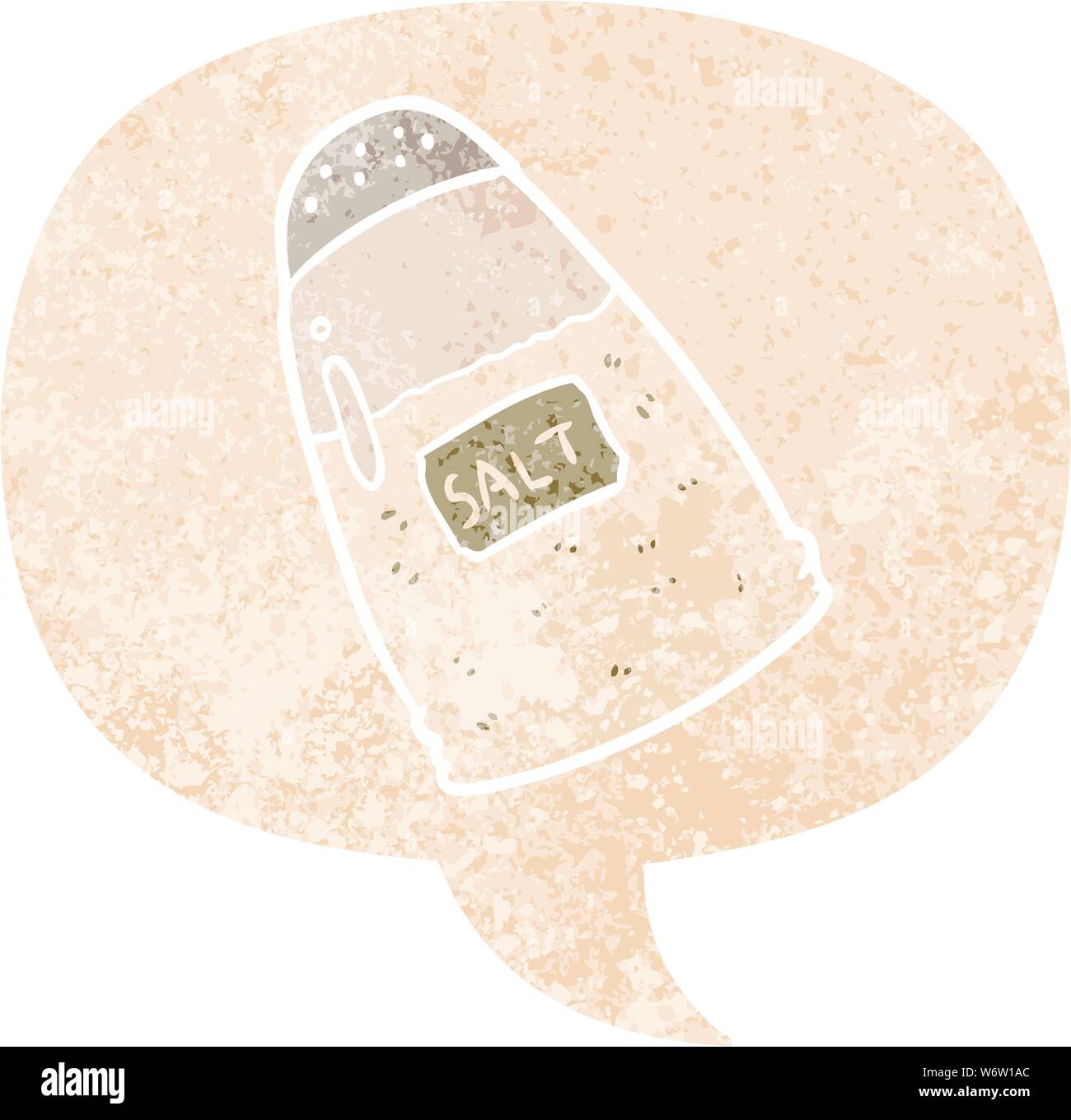 cartoon salt with speech bubble in grunge distressed retro textured ...